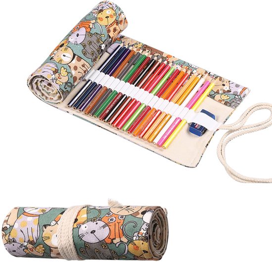 72 Vaks - Oprolbare Potloden Etui - Roll Up Canvas Etui - Roletui ...