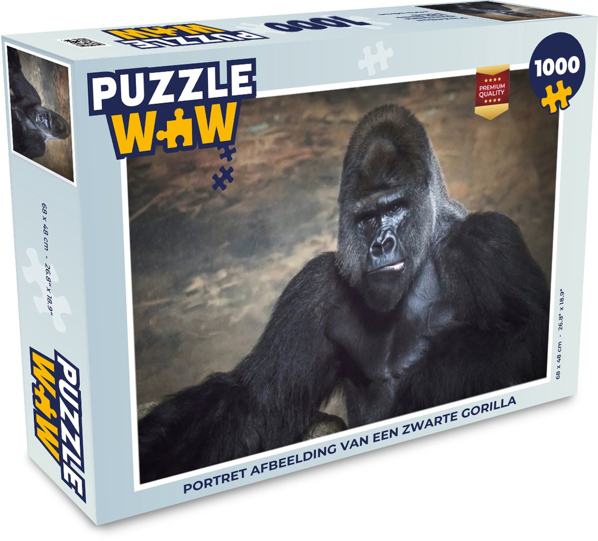 Puzzel Portret afbeelding van een zwarte Gorilla - Legpuzzel - Puzzel ...