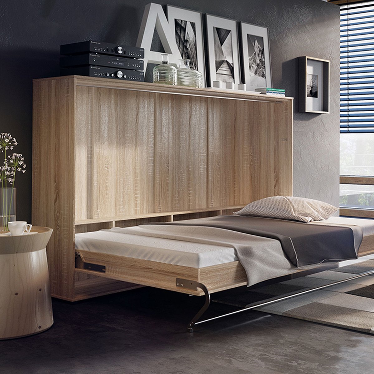 Concept Horizontaal Opklapbed 120x200 - Sonoma Eiken | bol.com