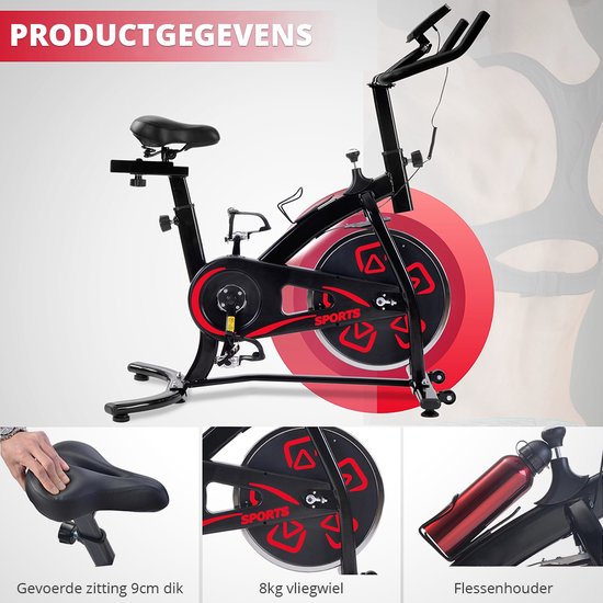 HappyFit® - Hometrainer - Indoor Fitness Fiets - Met LCD Console - 220 ...