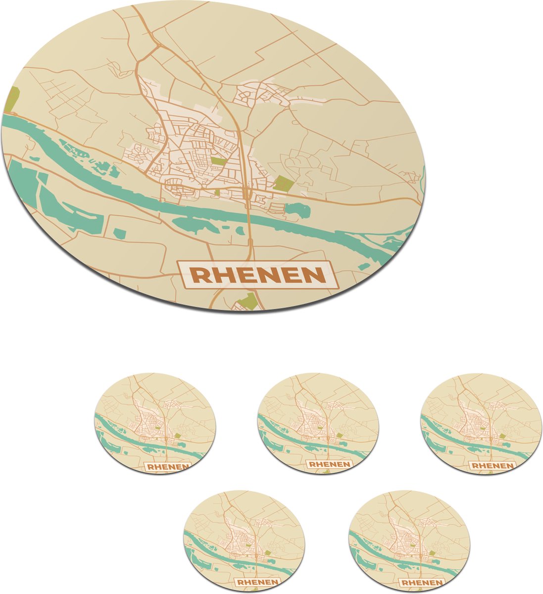 Onderzetters voor glazen - Rond - Kaart - Rhenen - Plattegrond ...