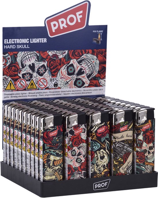 Prof - Aansteker – “Hard Skull“ design - 50 stuks – Lighter - Briquet | bol