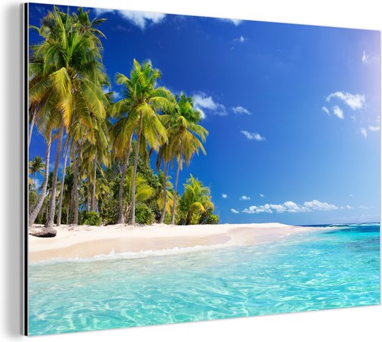 Wanddecoratie Metaal - Aluminium Schilderij Industrieel - Strand - Zee - Palmboom -... | bol