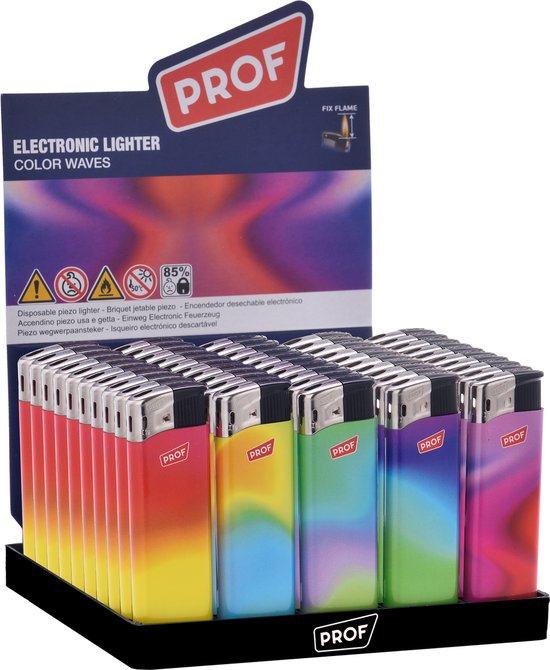 Prof - Aansteker – “ Color waves “design - 50 stuks – Lighter - Briquet ...