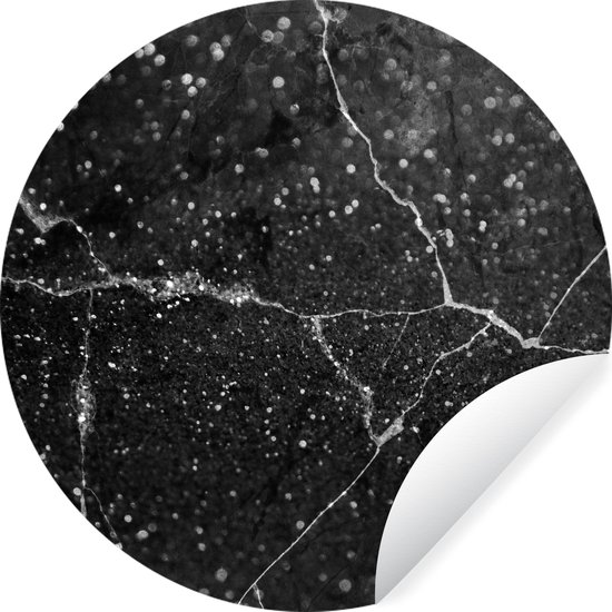 WallCircle - Muurstickers - Behangcirkel - Marmer - Zwart - Wit - 100x100 cm -... | bol