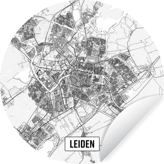 Carte de la ville de Leiden Wall sticker papier peint cercle - carte ...