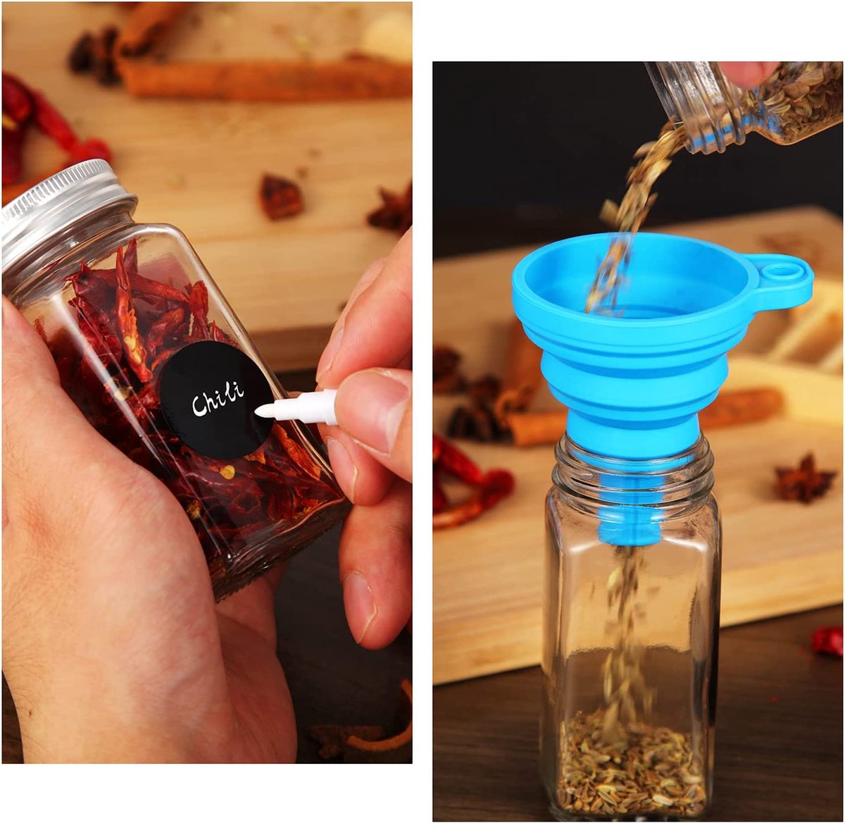 Set de 24 pots à épices, 120 ml, carré avec insert de dispersion, pots ...