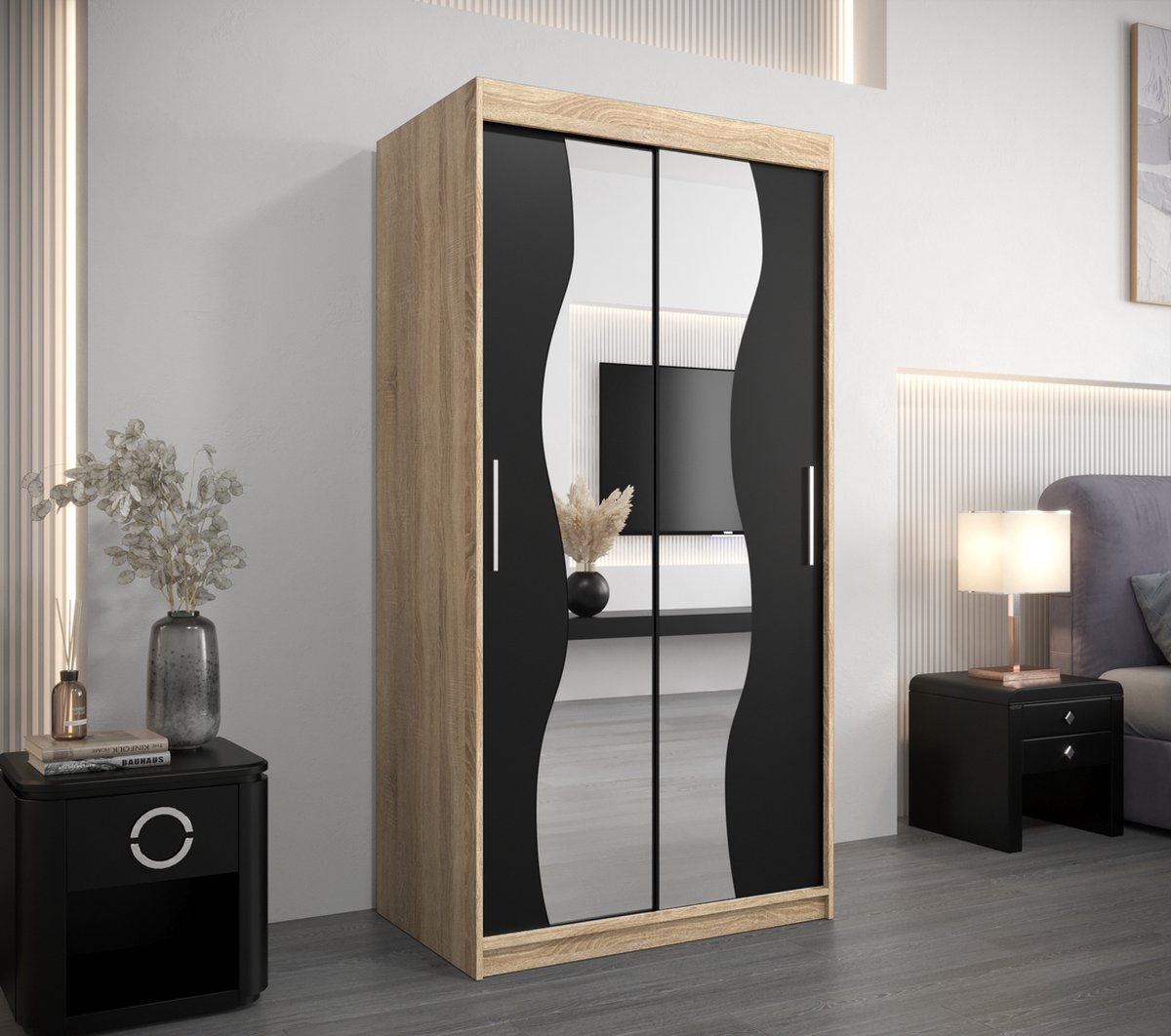 InspireMe - Armoire avec 2 portes coulissantes, Style moderne, Armoire ...