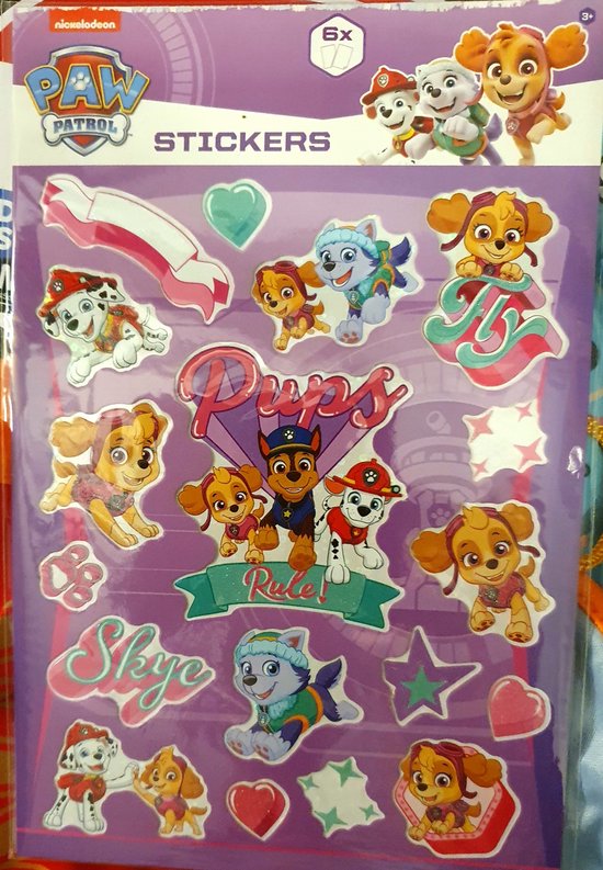 Paw Patrol Stickers 6 sticker vellen Skye | bol.com