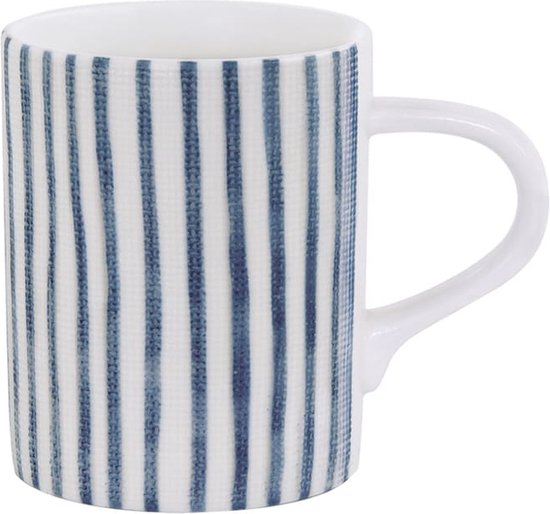 Easy Life Design - Porseleinen mok Blue Breeze - Wit-blauw gestreept ...