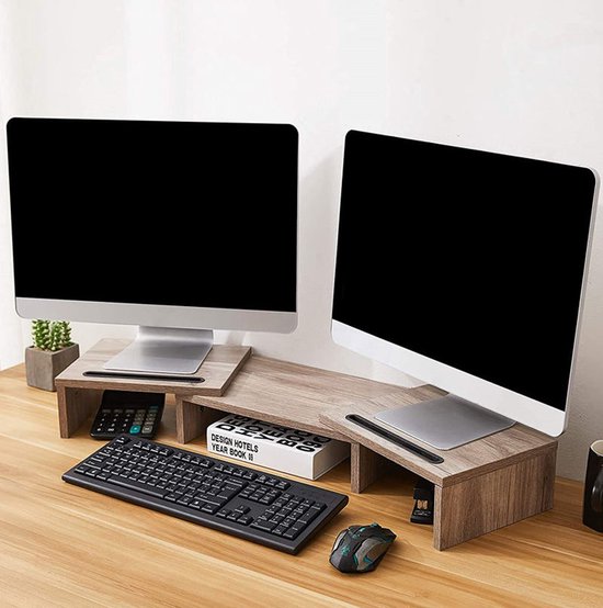 Monitor Verhoger - Monitor Standaard - Geschikt voor twee Schermen ...