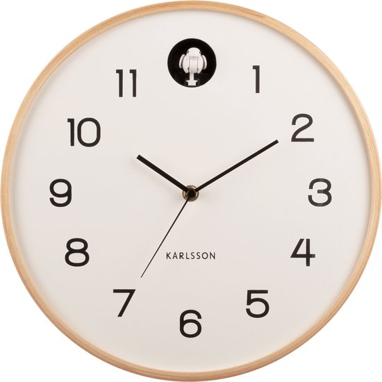 Wall clock Natural Cuckoo birch wood white | bol