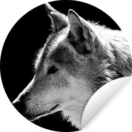 Behangcirkel - Zelfklevend behang - Wilde dieren - Wolf - Zwart - Wit - 100x100 cm -... | bol.com