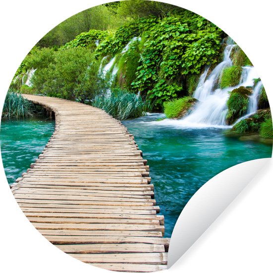 MuchoWow - Behangcirkel - Waterval - Brug - Rots - Zelfklevend behang ...