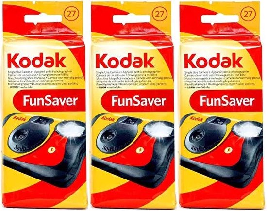 3x Kodak Fun Saver Flash Colour Single Use Camera with a 27 exposures ...