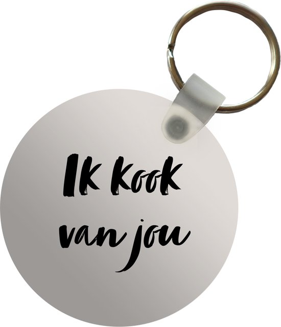 Sleutelhanger - Ik kook van jou - Quote - Taupe - Plastic - Rond ...