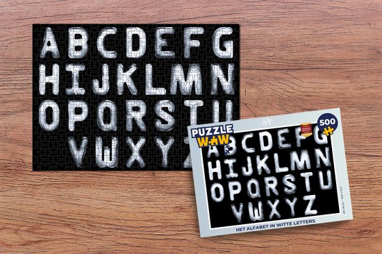 Puzzel Het alfabet in witte letters - Legpuzzel - Puzzel 500 stukjes ...