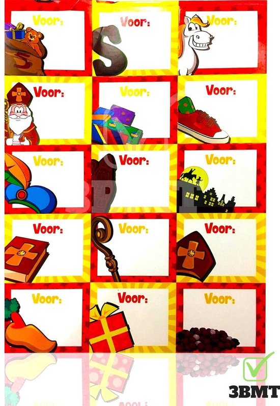 Sinterklaas naamstickers - Multicolor - 30 stickers - Sticker papier ...
