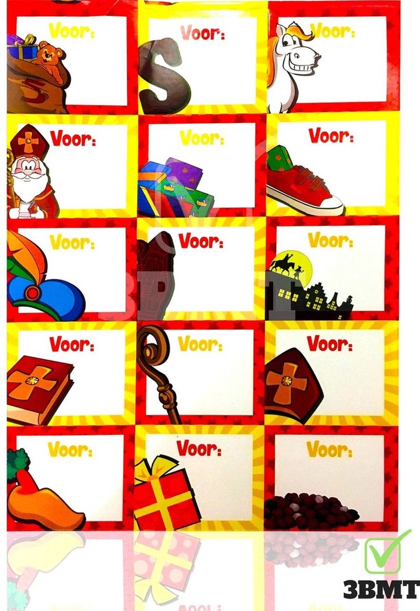 Sinterklaas naamstickers - Multicolor - 30 stickers - Sticker papier ...