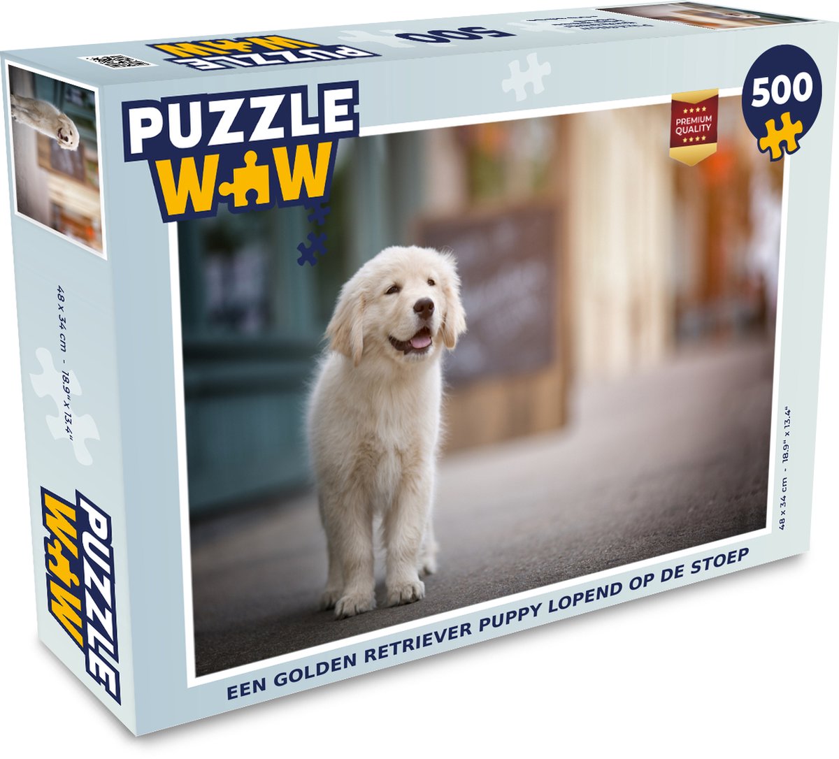 Puzzel Een Golden Retriever puppy lopend op de stoep - Legpuzzel ...