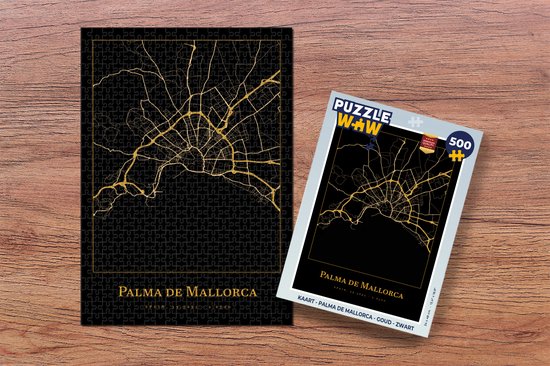 Puzzel Kaart - Palma de Mallorca - Goud - Zwart - Legpuzzel - Puzzel ...