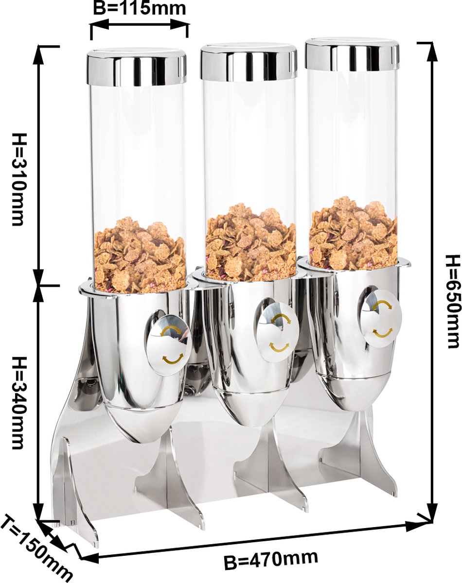 Cornflakes dispenser - drievoudig | GGM Gastro | bol.com