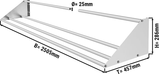 Vrijhangende legplank voor spoelkorven - 2,5 m - met 1 legbord | GGM ...