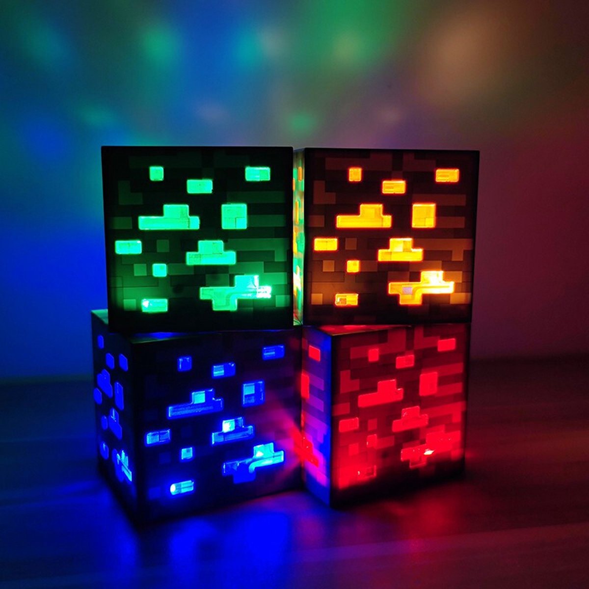 Minecraft Lamp- Minecraft LEDlamp-USB oplaadbaar-groen licht-grijs ...