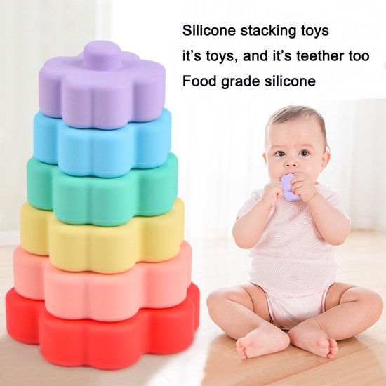 Dutsi - Siliconen Baby Stapeltoren - Regenboog | bol