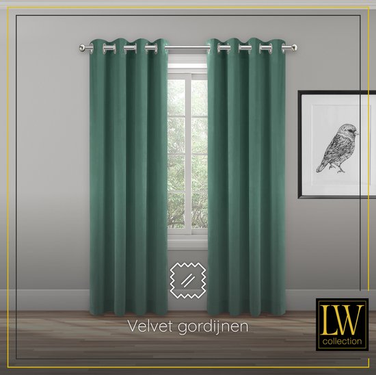 LW collection - gordijnen - groen velvet - kant en klaar - fluweel ...