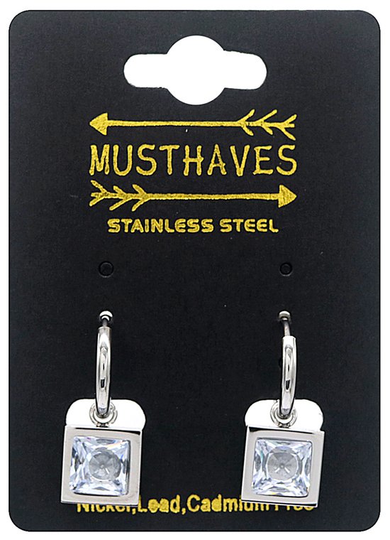 Oorbellen - Oorringen 12 mm - RVS - Zilverkleurig en Wit | bol