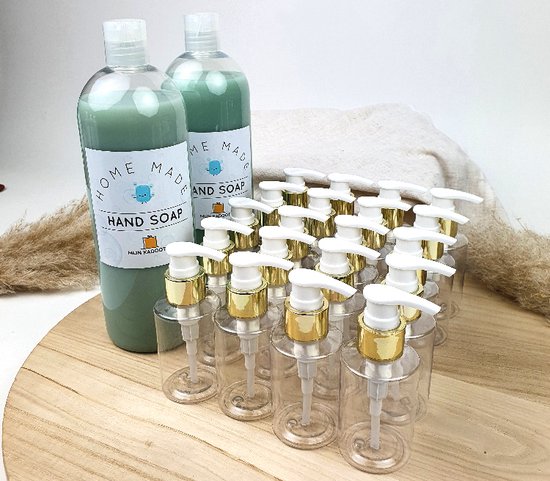 Zeep - Zeeppompje - Set van 20 + 2L handzeep - Gouden dop - Eucalyptus ...