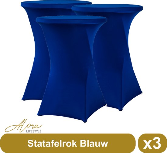 Statafelrok Blauw 80 cm per 3 - Alora tafelrok voor statafel - Statafelhoes - Bruiloft... | bol