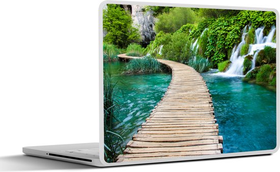 Laptop sticker - 15.6 inch - Brug - Water - Planten - Waterval - Groen ...