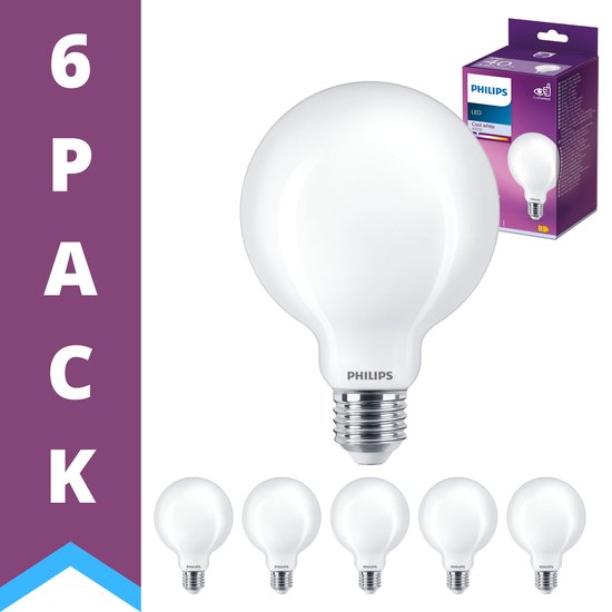 Philips grande lampe LED E27 - Mat - 8 cm - Lumière blanche neutre - 4 ...
