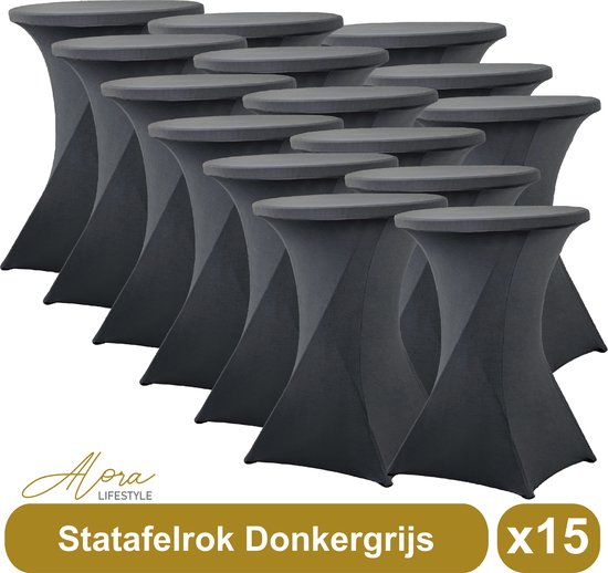Statafelrok donkergrijs 80 cm - per 15 - partytafel - Alora tafelrok voor statafel -... | bol.com