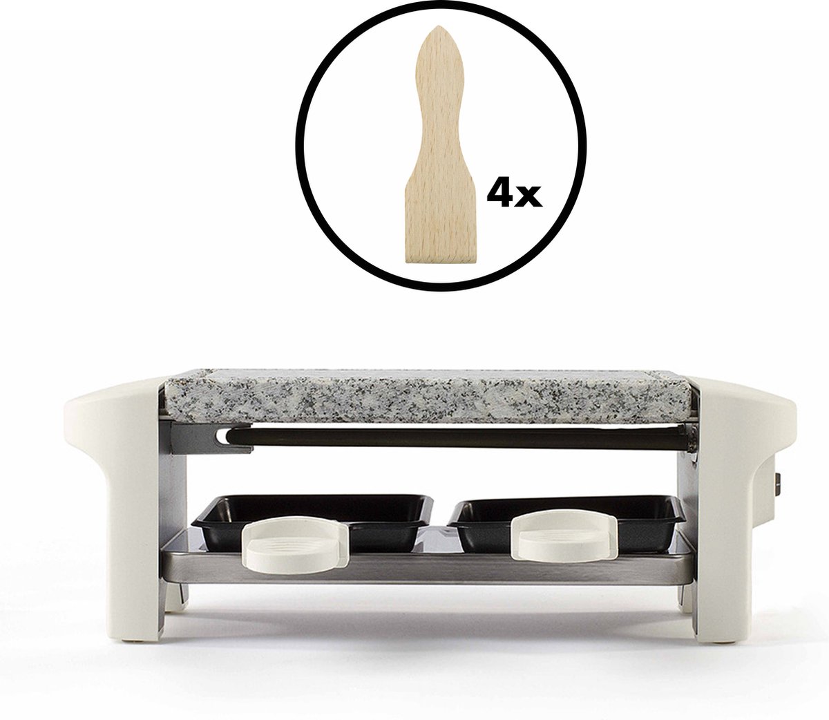 Steengrill Set voor 2 Personen met 2 Pannetjes en 4 Houten Spatels ...