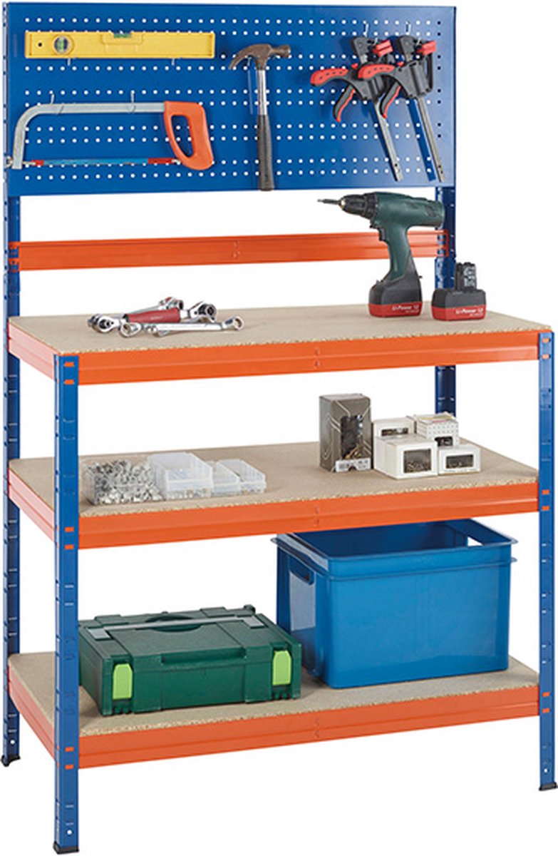 Practo Home - Etabli - Rack de stockage - rouge-bleu - 225 kg - 100x50x150 cm | bol.com