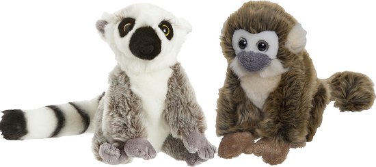 Nature Planet Apen knuffels - set 2x - Maki/Squirrel aapje 18 cm | bol