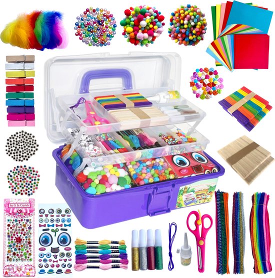 Knutselkoffer XXL - BIEK20® - Paars - Knutselpakket - Creatief ...