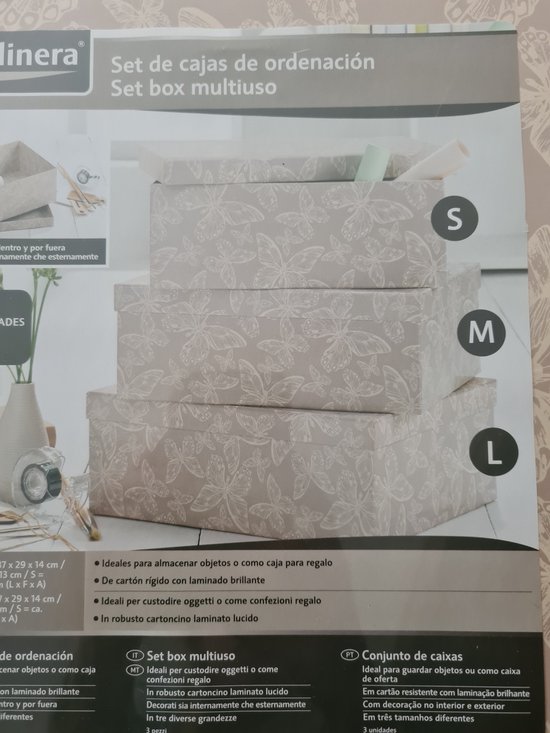 Melinera 3 Opbergboxen Vlinders Goud-Beage | bol