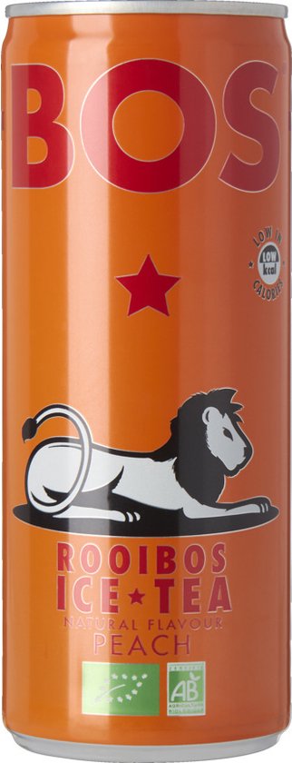 BOS | Organic Ice Tea | Rooibos Peach | Koolzuurvrij | Tray 12 blikjes ...