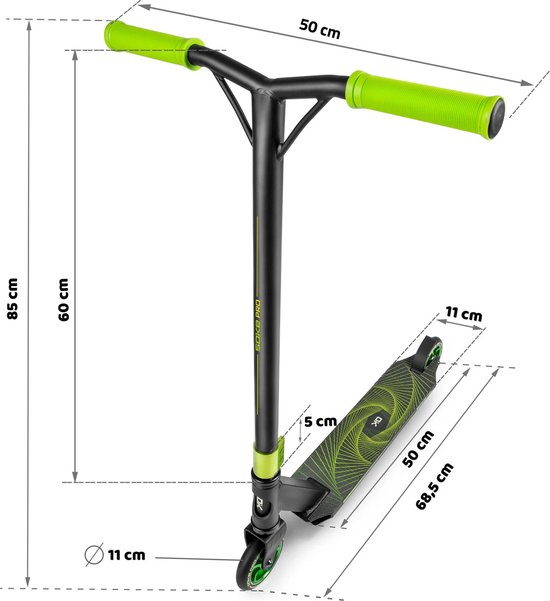 SOKE Pro - Stuntstep - tot 100 kg - neon deck patroon - zwart neon geel ...