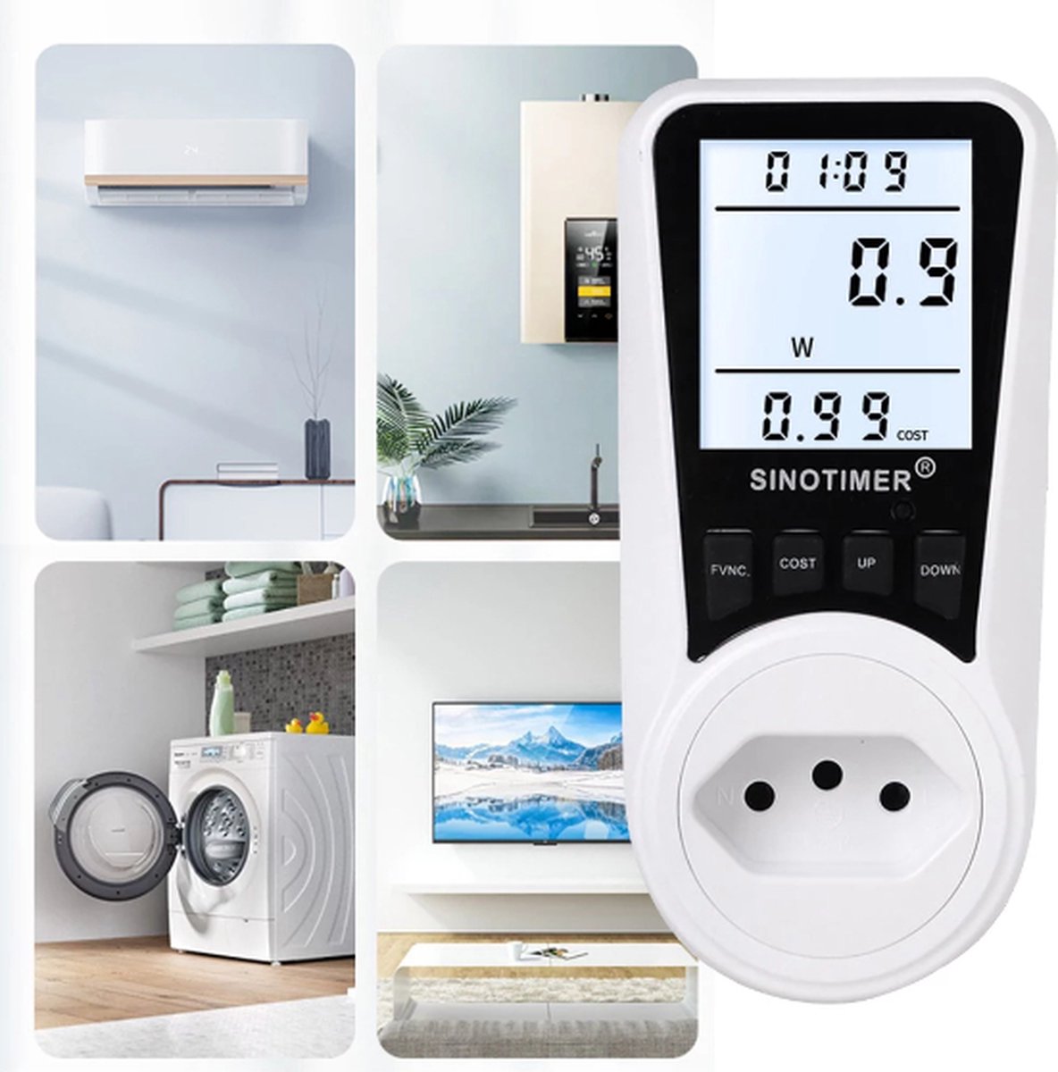 Techmex - SinoMeter - Energiemeter met stopcontact - Energiebesparing ...