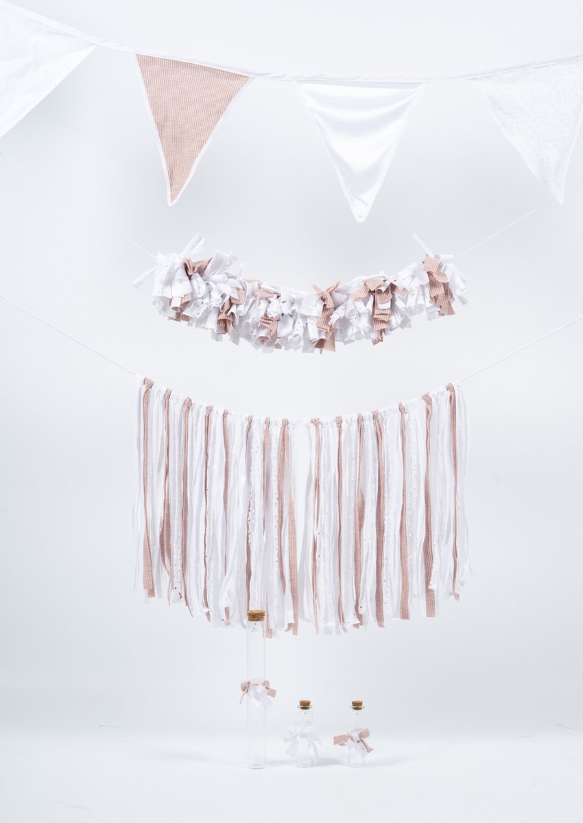 FraaiGaaf - Knotted tassel slinger - 5 meter - Blush & Broderie - Wit ...