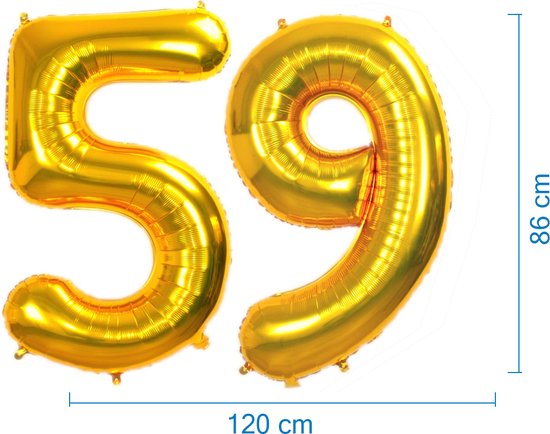 Folie Ballon Cijfer 59 Jaar Goud Verjaardag Versiering Helium Cijfer ...