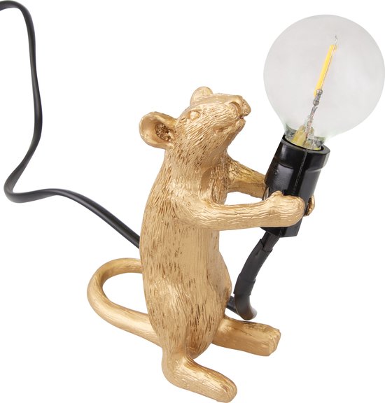 Muis lamp - Muislamp - Led licht - Dierenlamp - Lamp dier - Goud ...