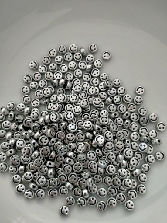 Kralen - Acryl smiley - Zilver - 20 stuks - Sieraden maken | bol.com