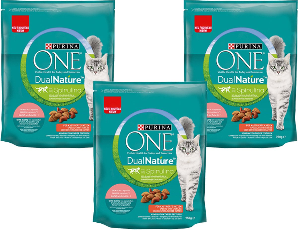 Purina One Dual Nature Sterilised Zalm - 750g x 3 | bol