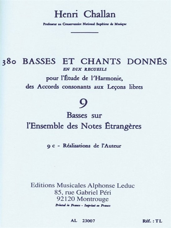 380 Basses et Chants Donnés Vol. 9C, Henri Challan | 9790046230073 ...